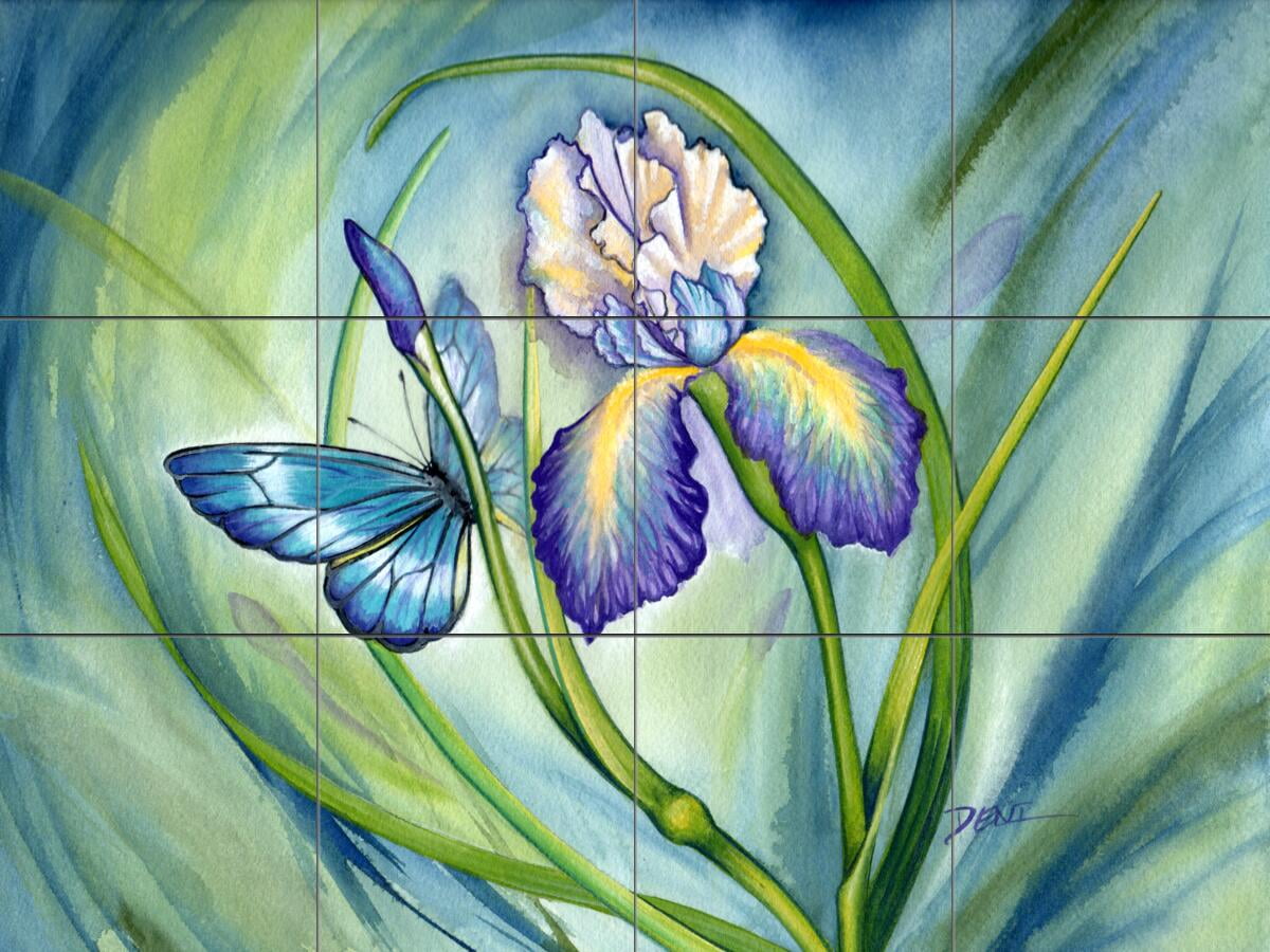 Tile Mural Kitchen Backsplash - Lovely Iris-DF - by Denise Freeman ...