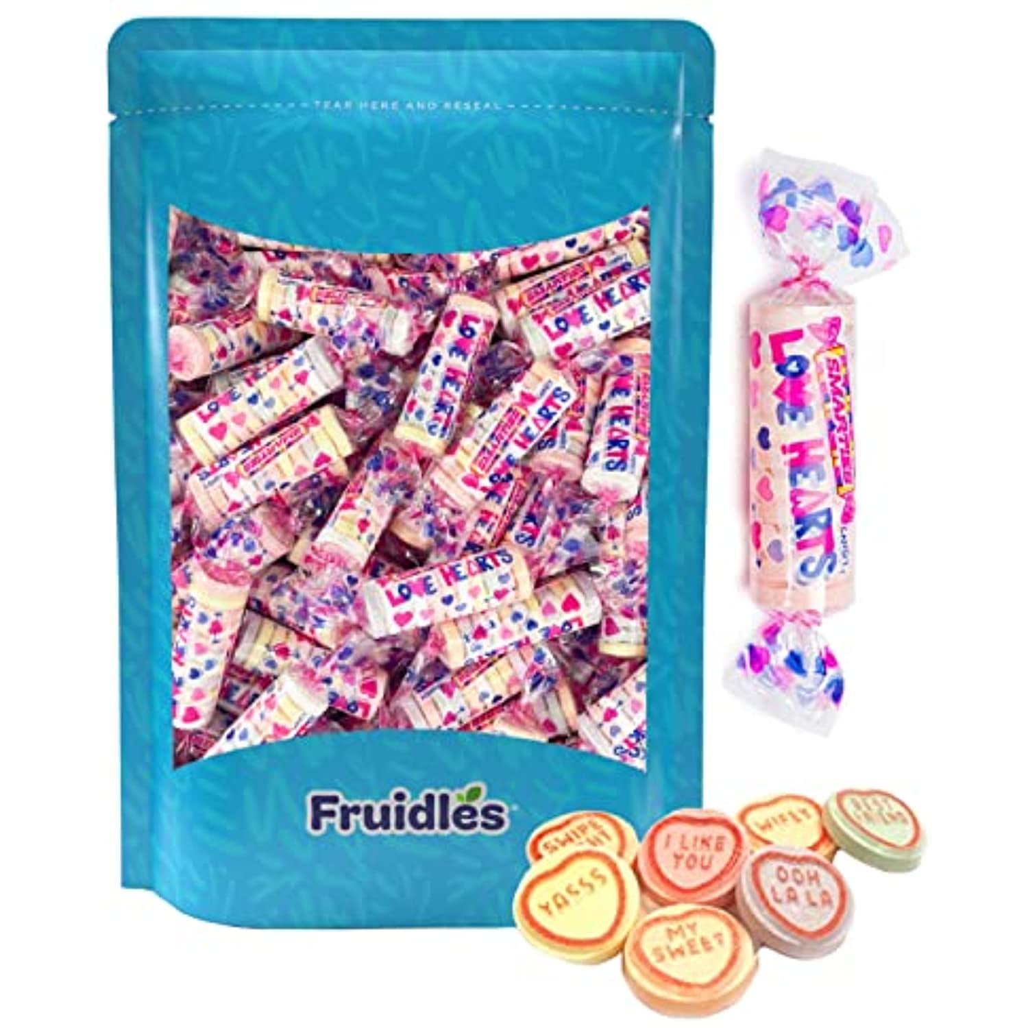 Valentines Smarties Love Hearts Hard Candy Roll, Heart Shaped Assorted ...