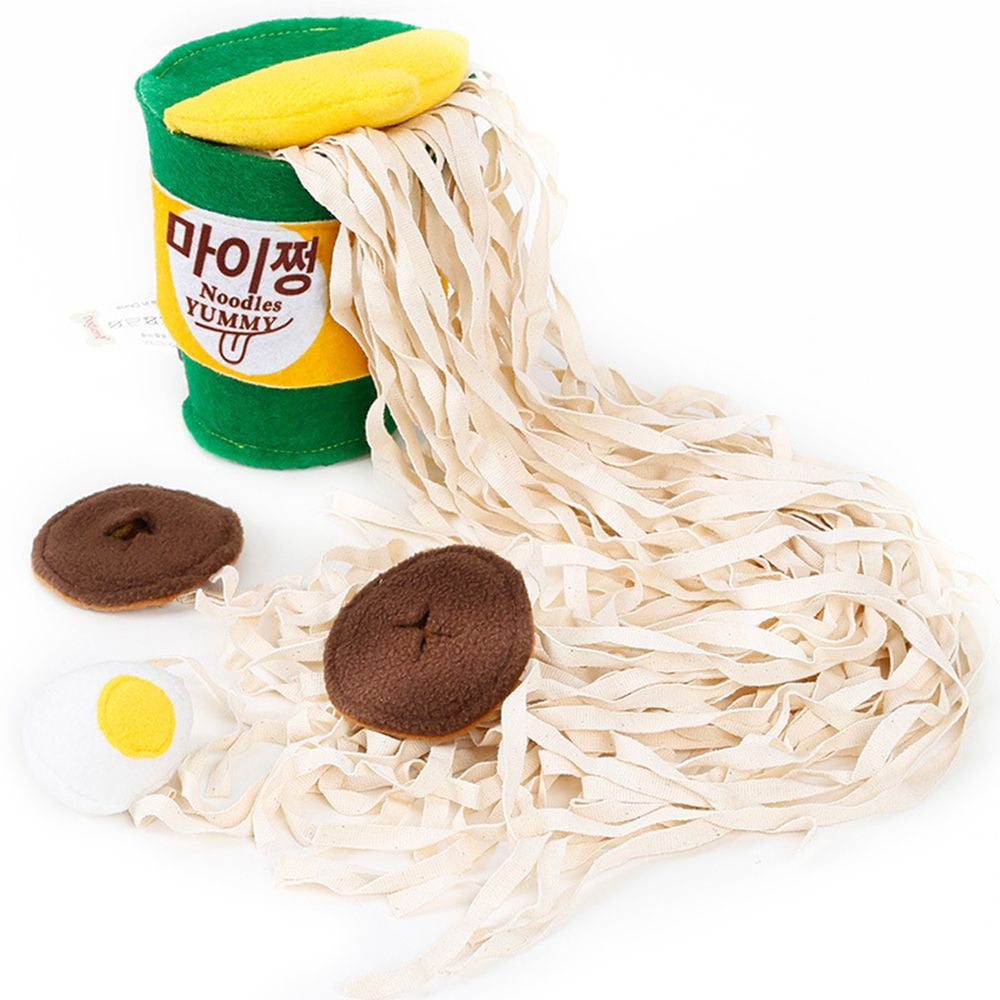Puppy Playing Crinkly Sound Noodle Shape Squeaky Soft Chew Toy Sniffing ...