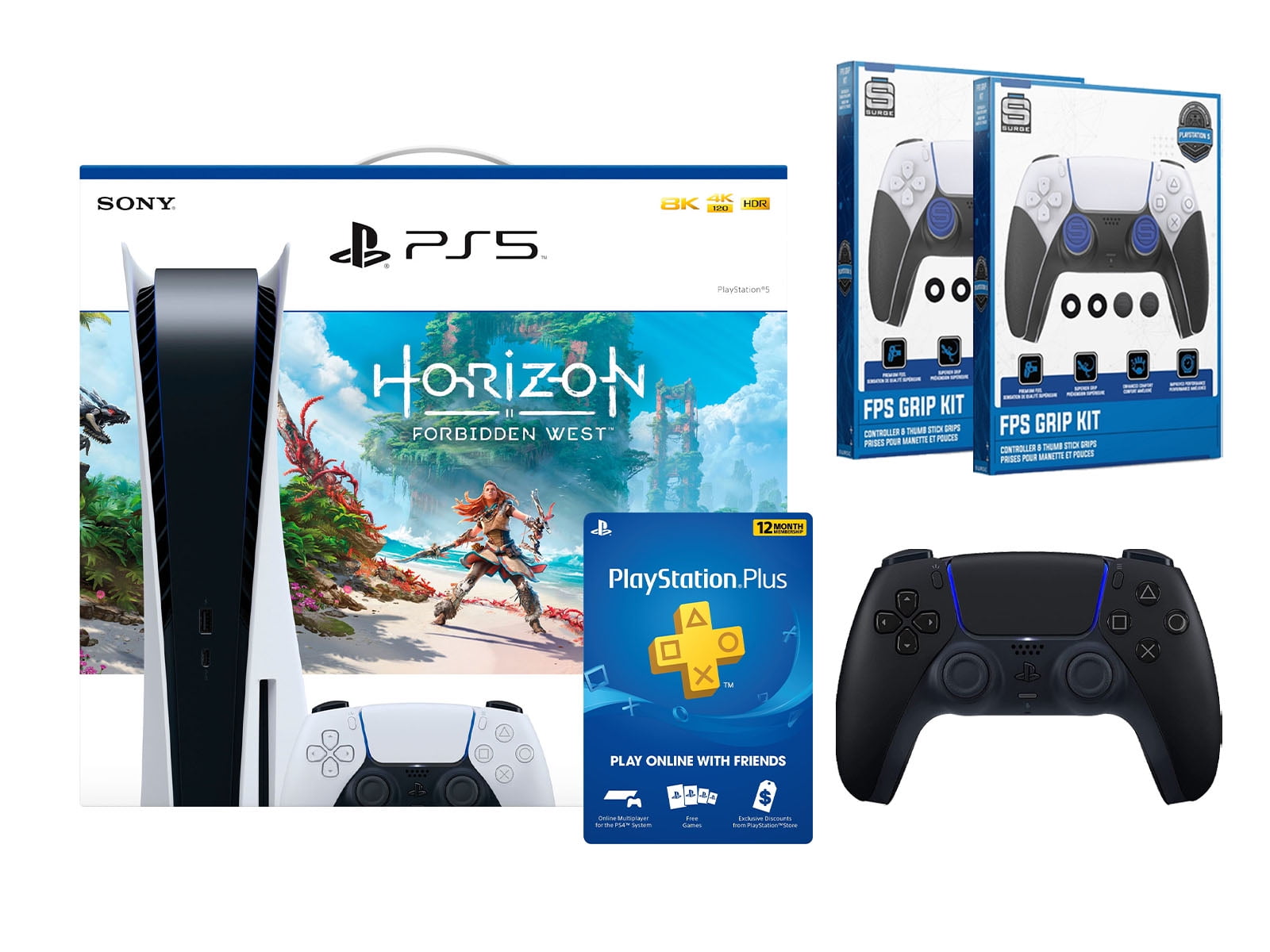 Buy Sony Playstation 5 Disc Edition Horizon Forbidden West Bundle with Extra Black Controller ...