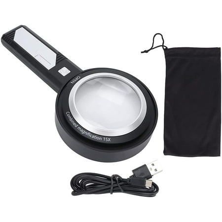Magnifying Glass, 6X 15X Handheld Magnifying Glass Reading Magnifiying ...