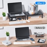2-Pack Monitor Stand Riser with 3 Height Adjustable and Mesh Platform ...