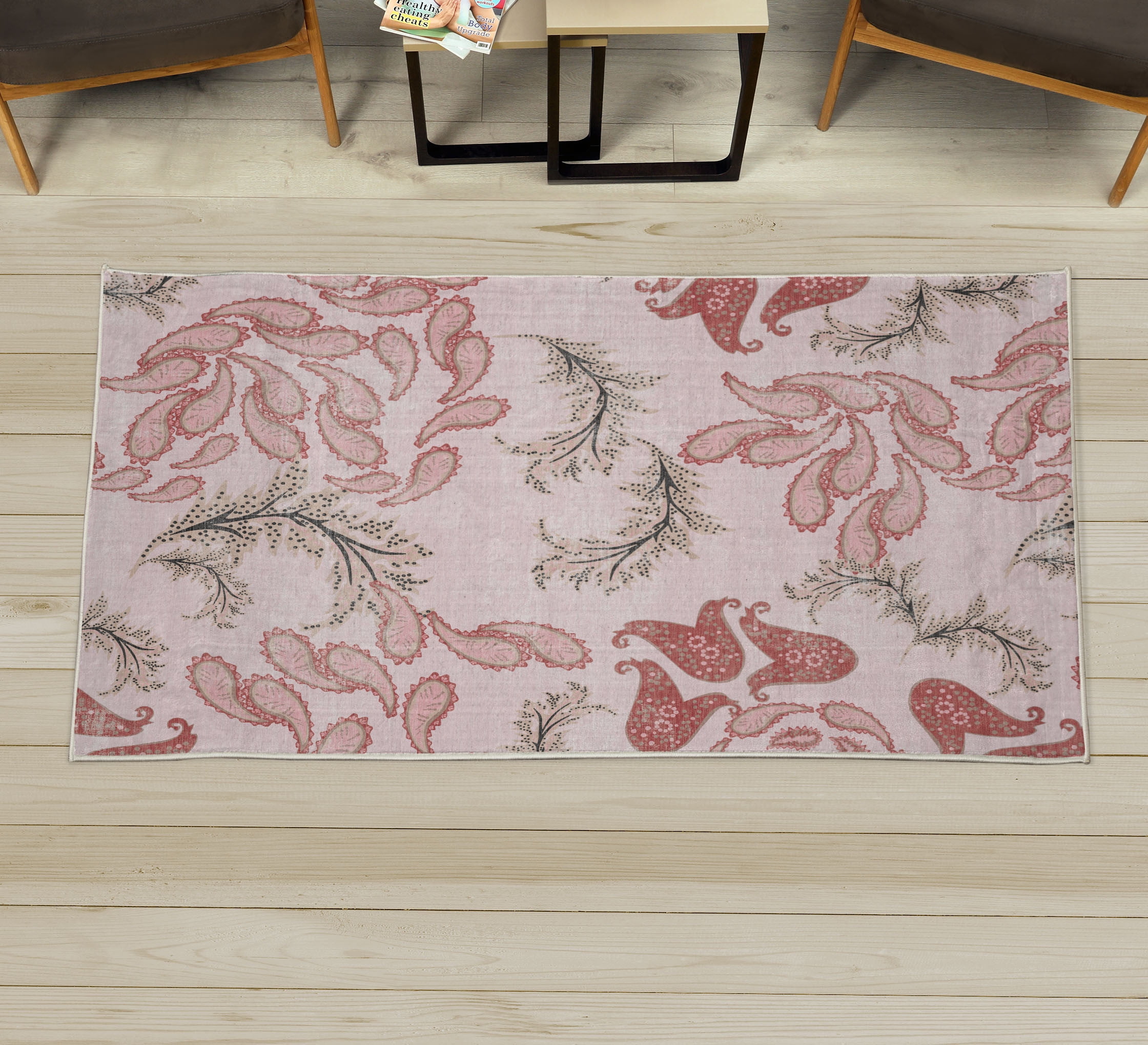 Paisley Decorative Rug, Traditional Floral Like Pattern Curvy Design ...
