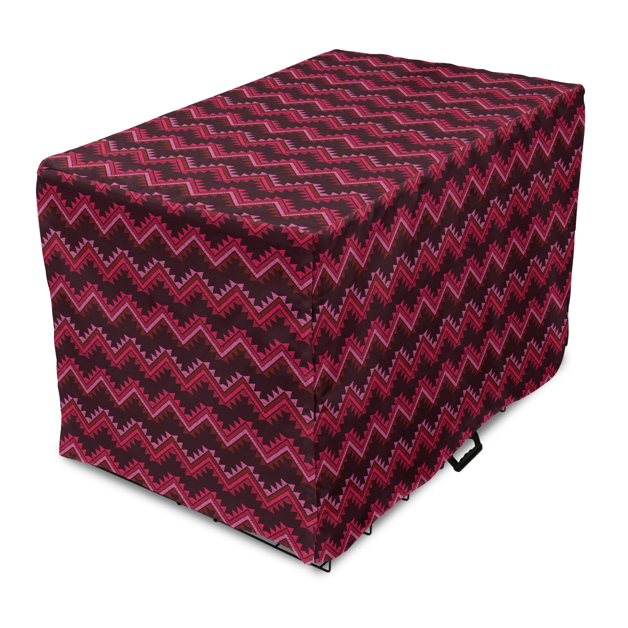 Aztec Dog Crate Cover, Prehistoric Ornaments Chevron Pattern in Warm ...