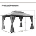 10x13FT Outdoor Gazebo,Heavy Duty 7-Level Wind Resistant Double Roof ...