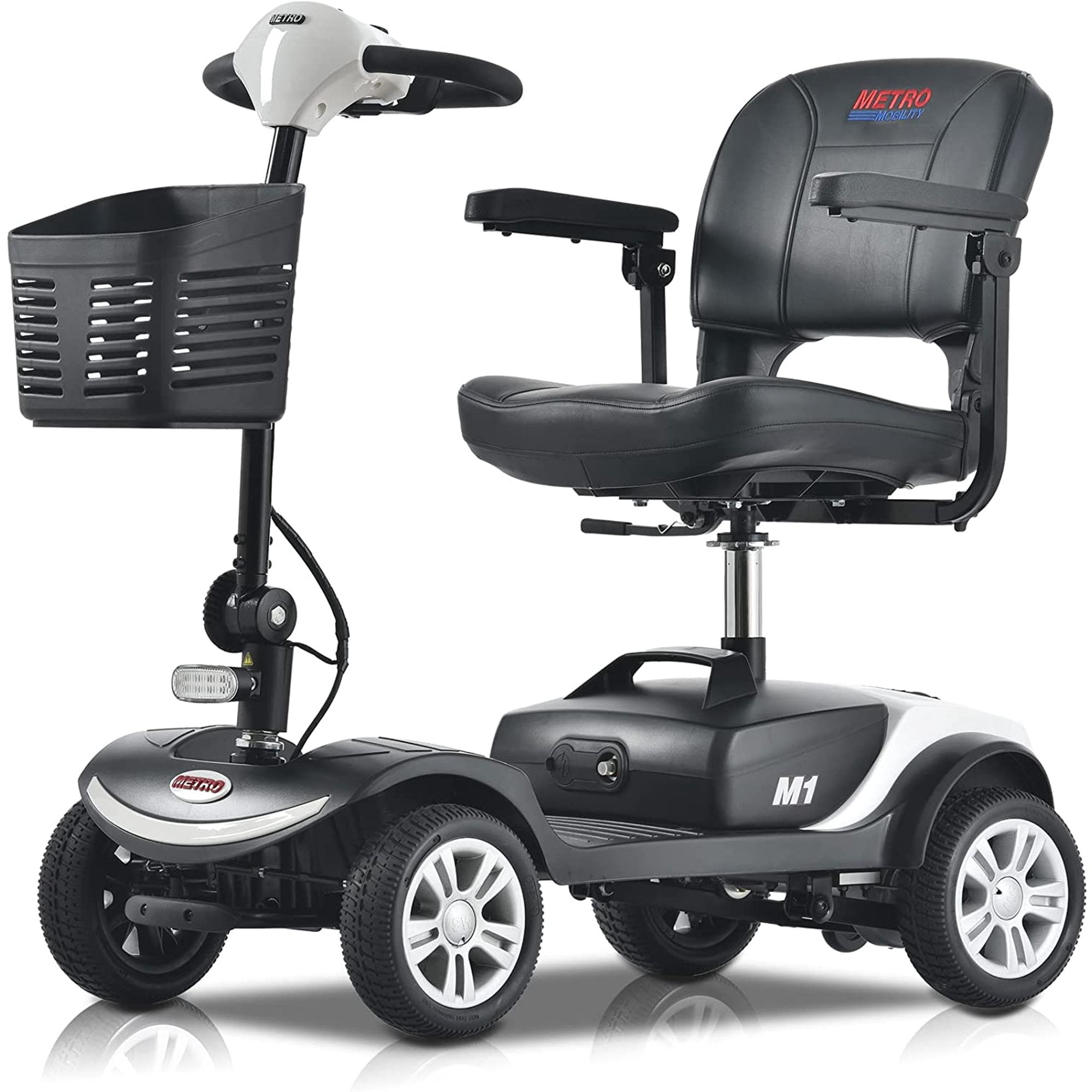 Folding 4 Wheels Mobility Scooter with LED Head and Rear Light Long ...