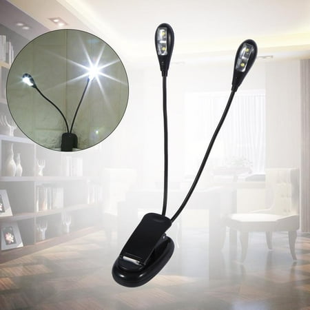TOPINCN Flexible 2 Dual Arms Clip On 4 LED Light for Book Reading ...