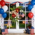 15.7" Patriotic Sunflower & Peony Wreath, Handcrafted Rattan Base ...