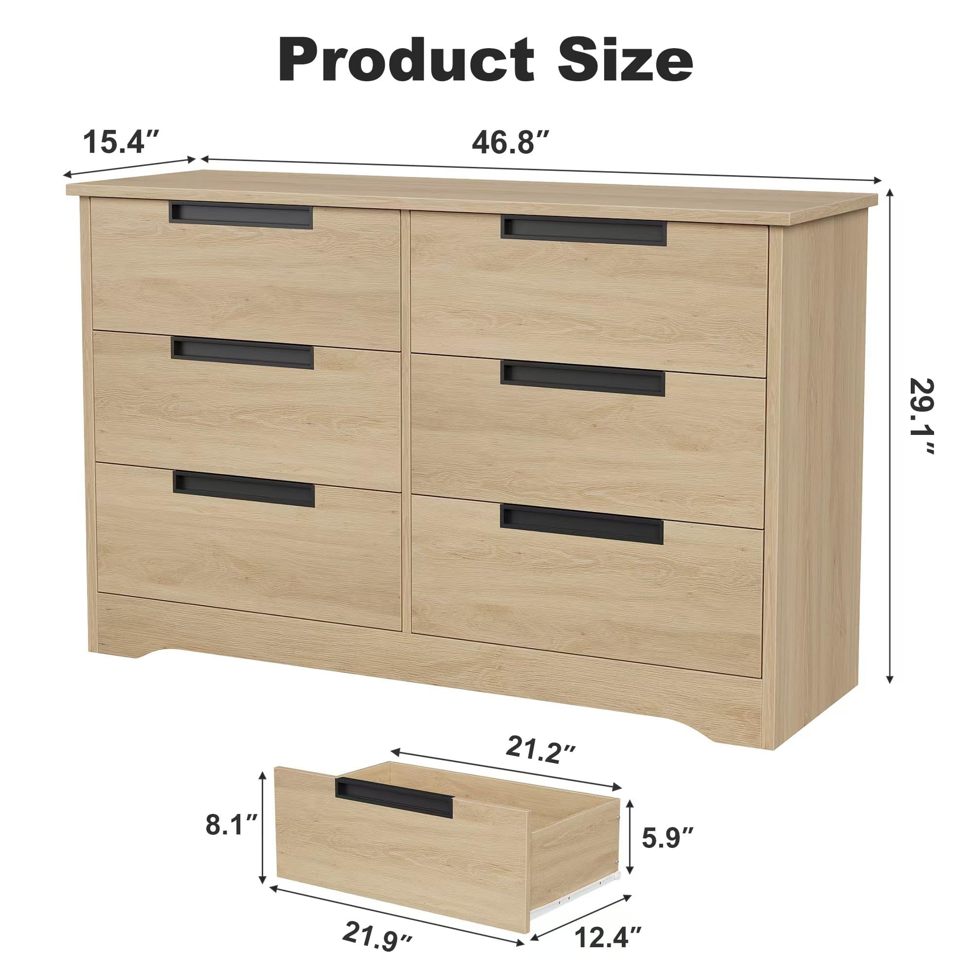 Click here for Edtara 6 Drawer Dresser For Bedroom  Natural Moder... prices