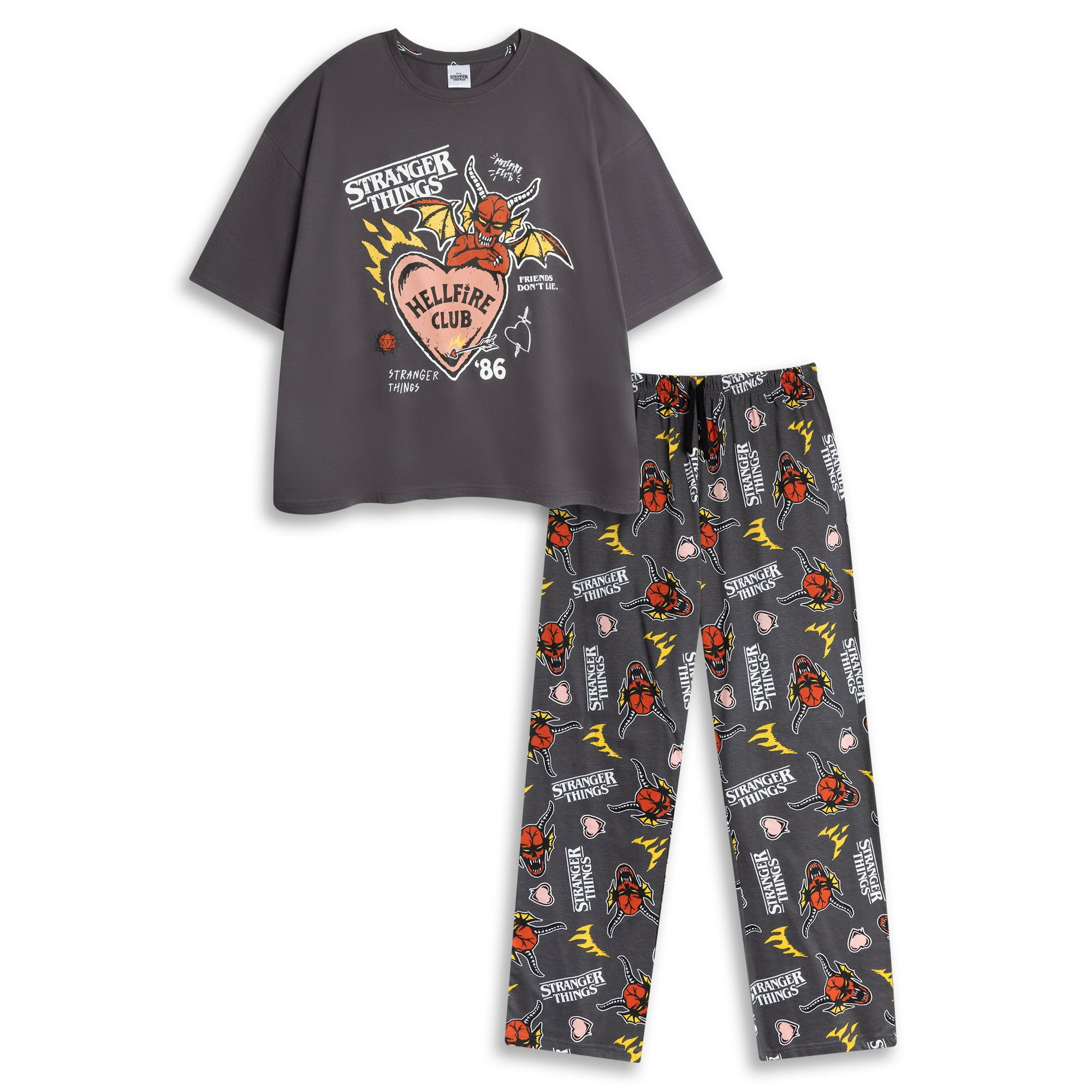 Click here for Stranger Things Womens Grey Logo Short Sleeve Long... prices
