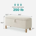 39.5" Boucle Storage Ottoman Bench for Living Room Bedroom Foot Rest End of Bed Wood Leg White ...