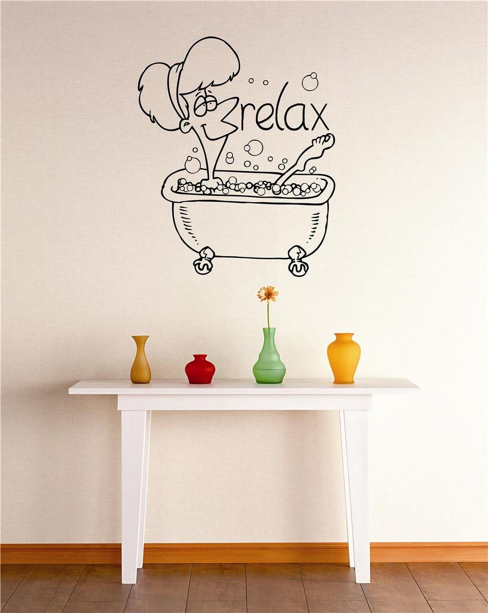 Design With Vinyl Relax Artwork Lady in Bathtub Relaxing Bubbles ...