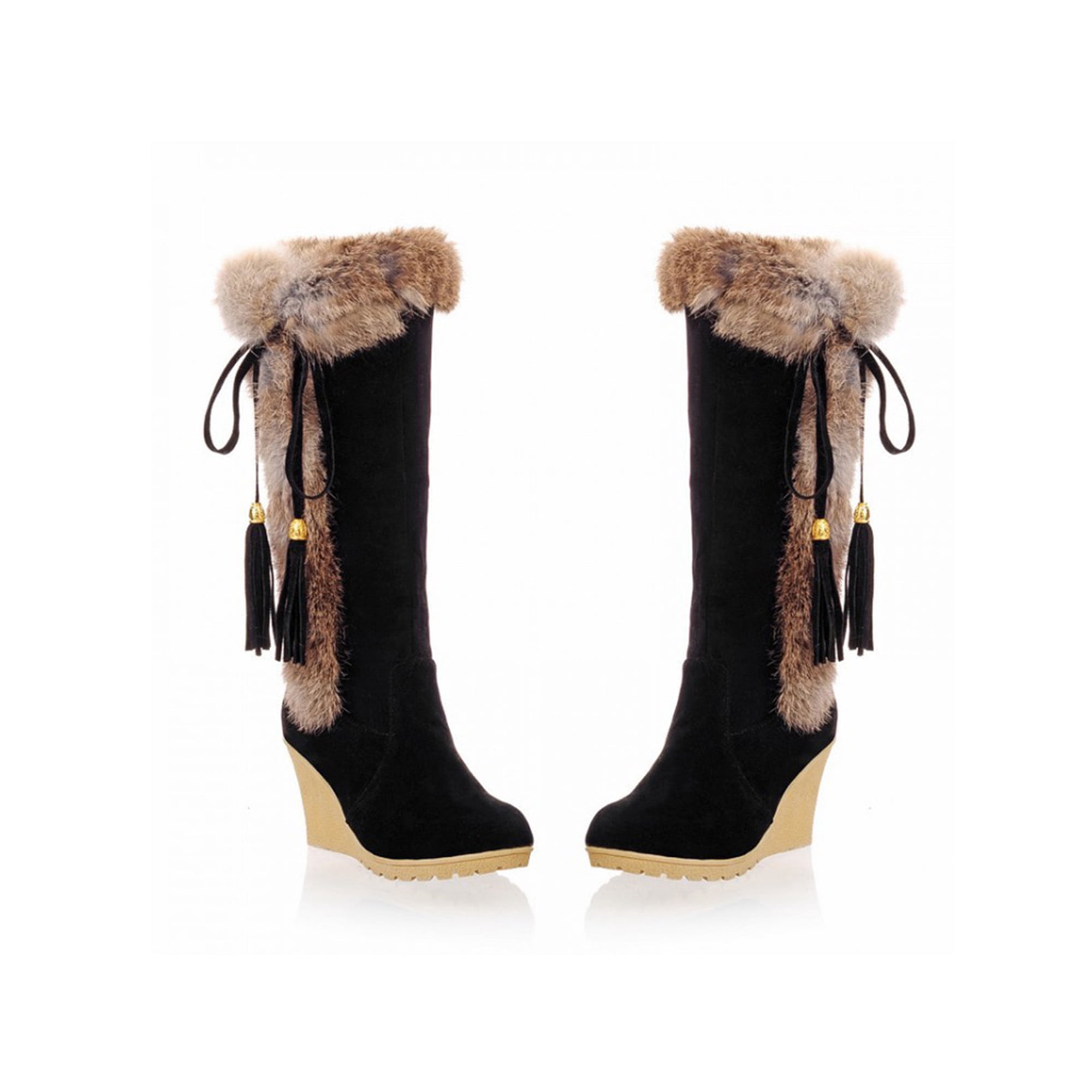 Winter Wedge Boots With Fur