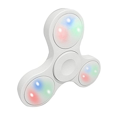 White Tri Color LED Fidget Hand Spinner with colored Lights and 2 ...