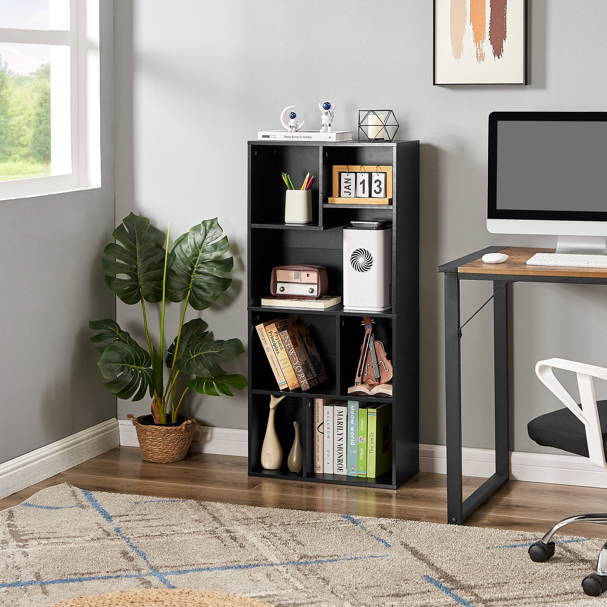 Click here for Vecelo 4-Tier Bookcase With Storage Shelves  7 Cub... prices