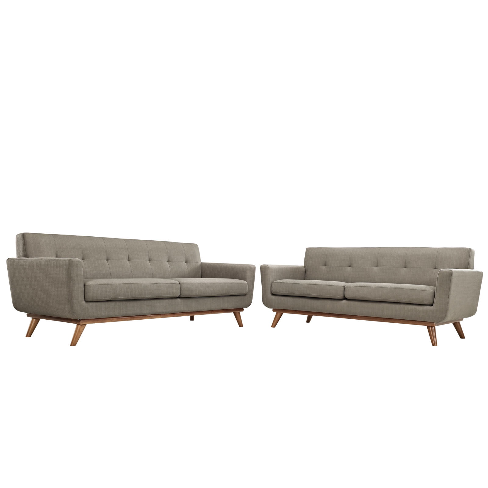 Modern Contemporary Loveseat and Sofa (set of two), Grey Fabric ...