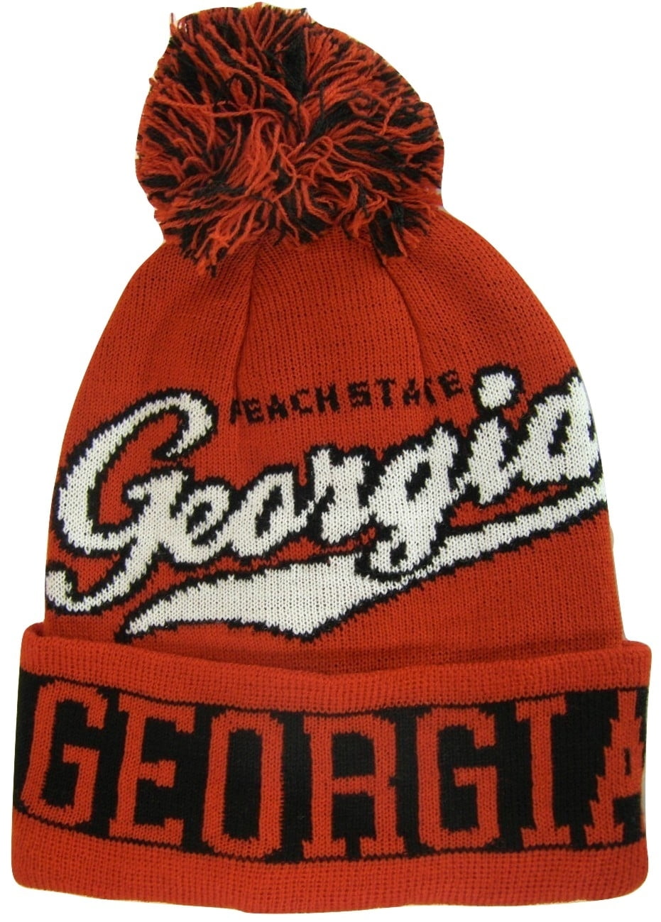 Georgia Adult Size Winter Knit Beanie Hats (Red/Black) - Walmart.com