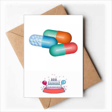 Pill Capsule Health Care Products Pattern Happy Birthday Greeting Cards ...