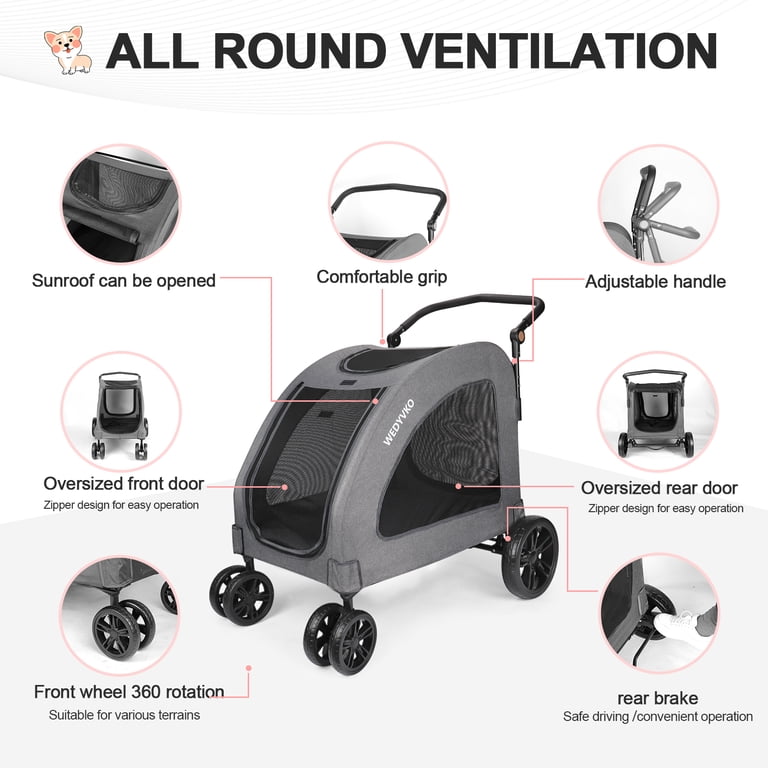 Mini Dog Stroller, Foldable Doggie Wagon For Small