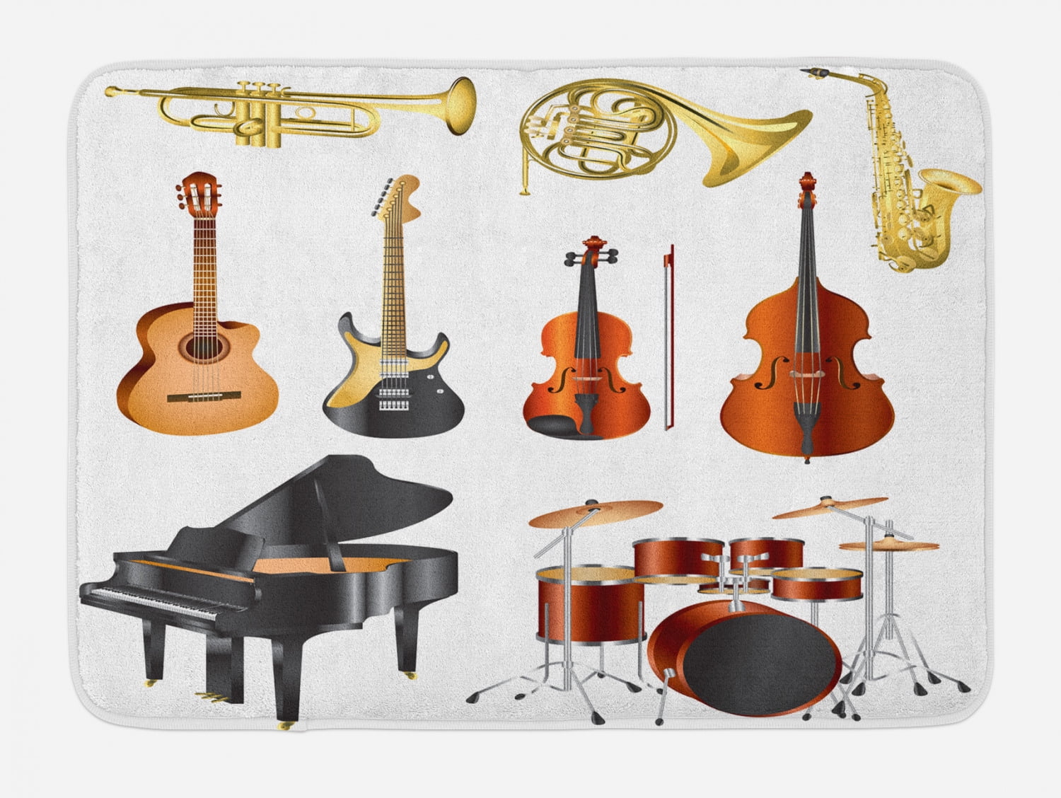Music Bath Mat, Collection of Musical Instruments Symphony Orchestra ...
