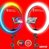 Bower 16-inch LED Ring Light Kit; RGB, White Modes, Effects, USB Remote ...