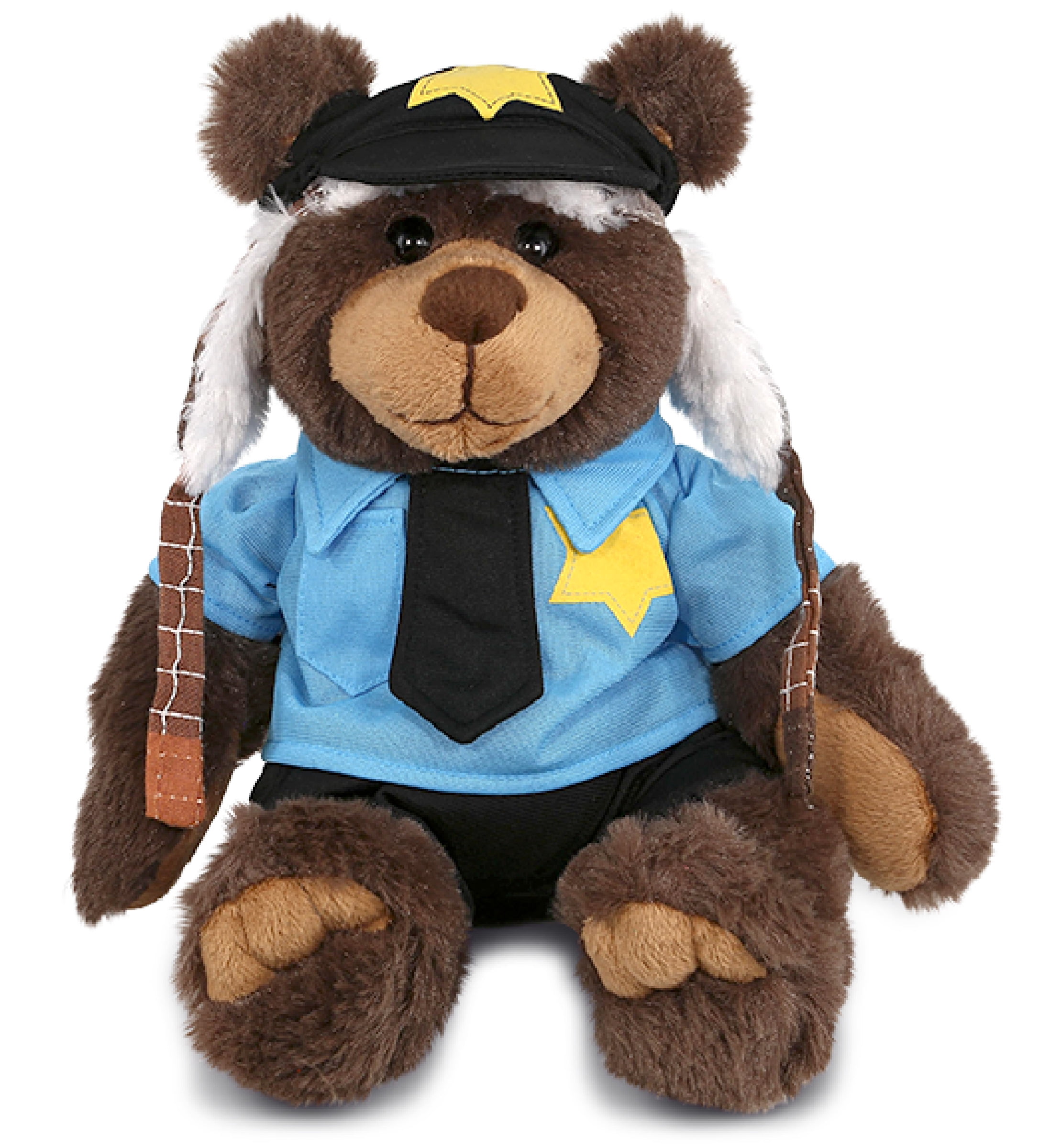Dollibu Brown Bear Police Officer Plush Toy With Clothes Soft Bear