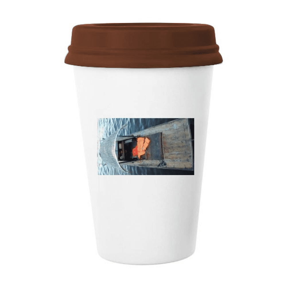 Lake Boat Photography Art Deco Fashion Mug Coffee Drinking Glass Pottery Cerac Cup Lid
