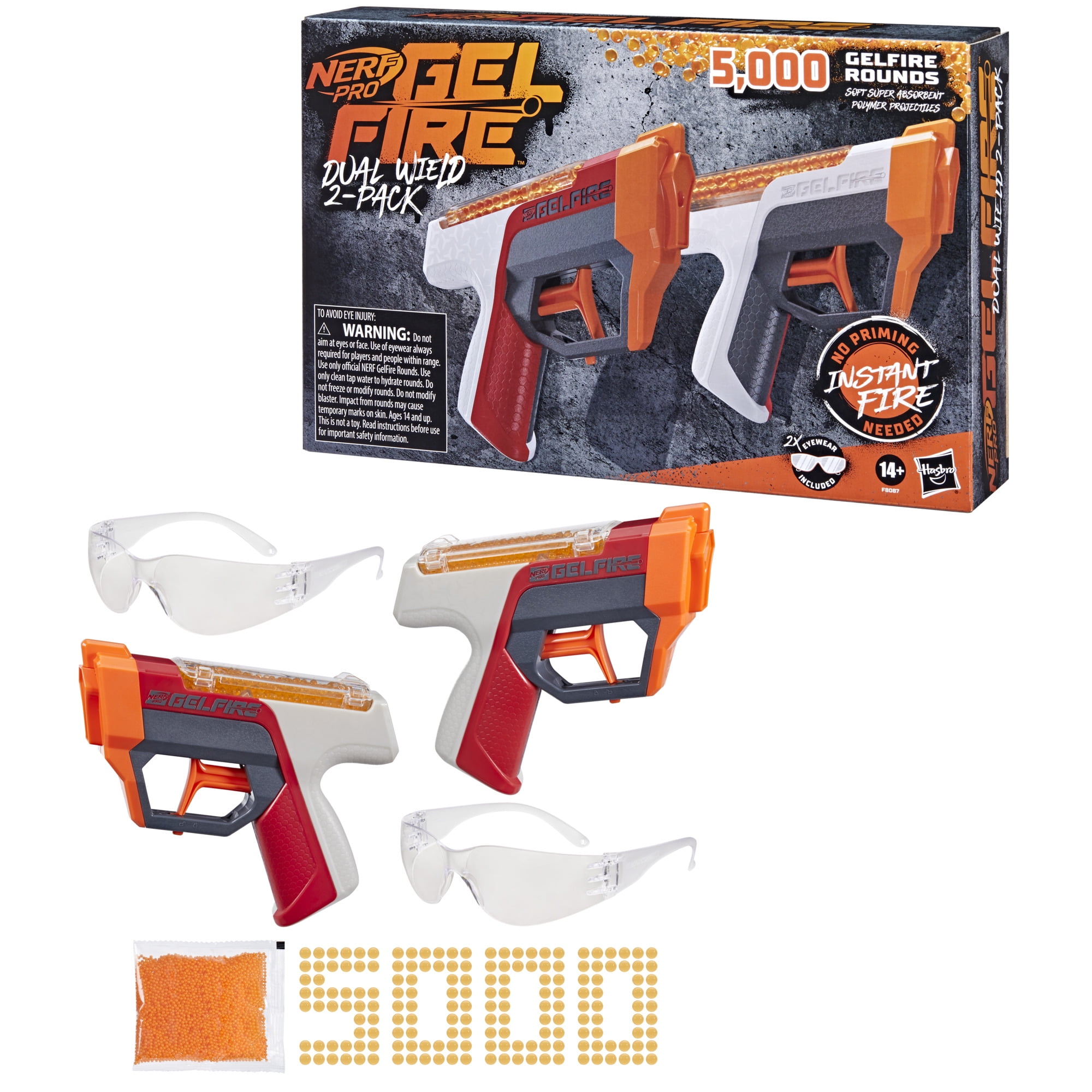 Nerf Pro Gelfire Dual Wield 2-Pack, 5000 Gelfire Rounds, 2x100 Round ...