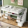 EUROCO Twin Loft Bed with Desk and 4 Drawers, Moveable Staircase for ...