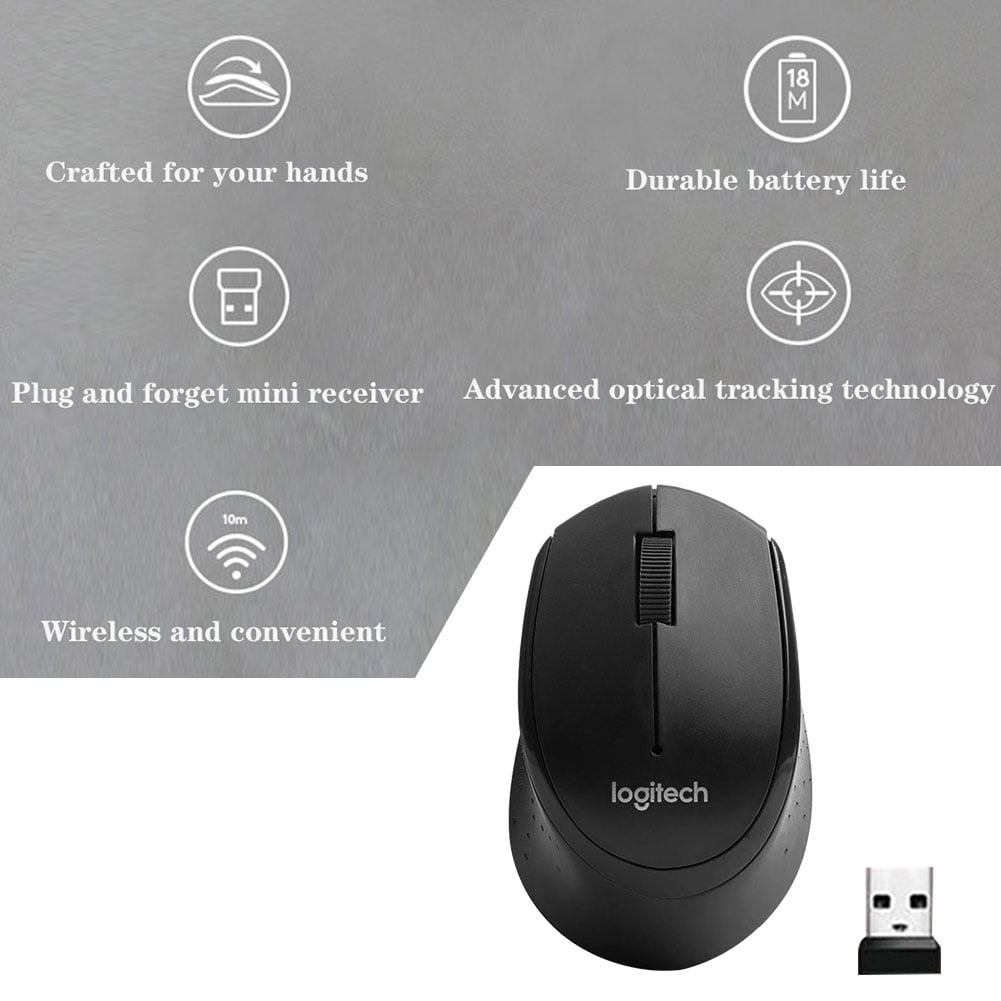 M330 Wireless Mouse 1000DPI 3 Buttons Silent Optical Mice (Black ...