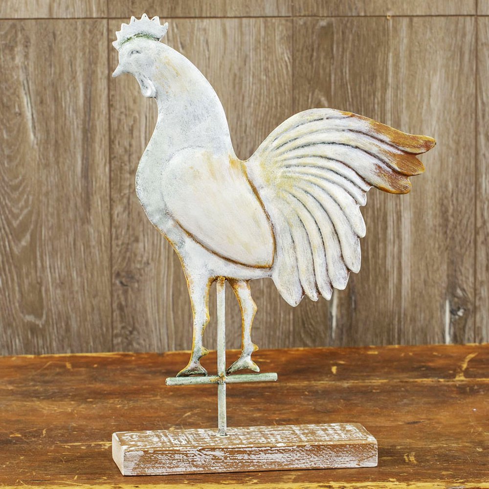 Country Rooster Weathervane On Wood Base - Table Shelf Decor - Walmart ...