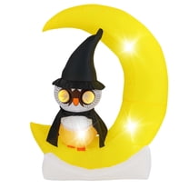 Costway 4.3 x 5.1 ft Inflatable Owl on Moon LED Lighted Halloween ...