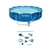 INTEX Easy Set Up 12 x 30 Metal Frame Outdoor Swimming Pool with 530 ...