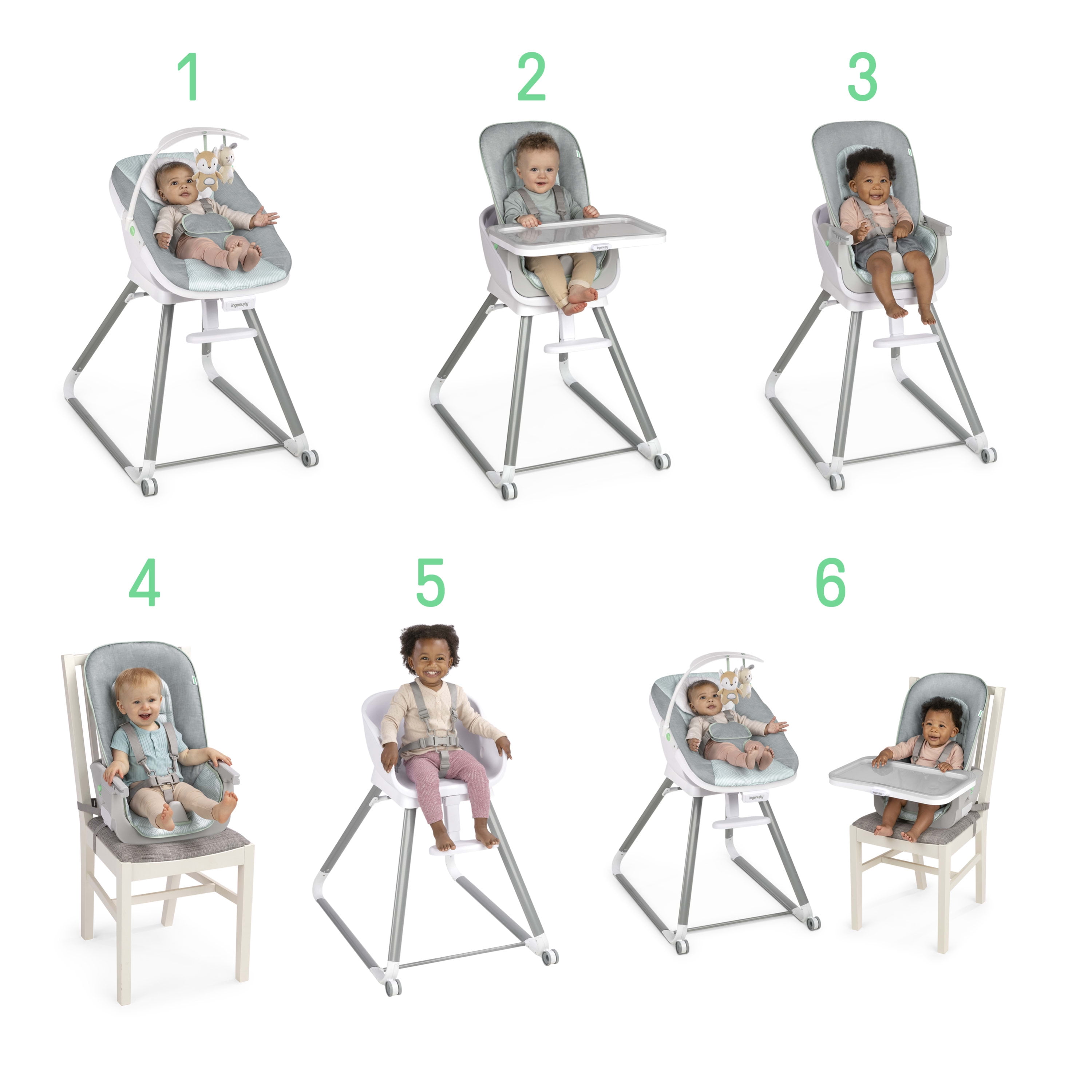 Ingenuity Beanstalk Baby to Big Kid 6-in-1 High Chair, Booster Seat and ...
