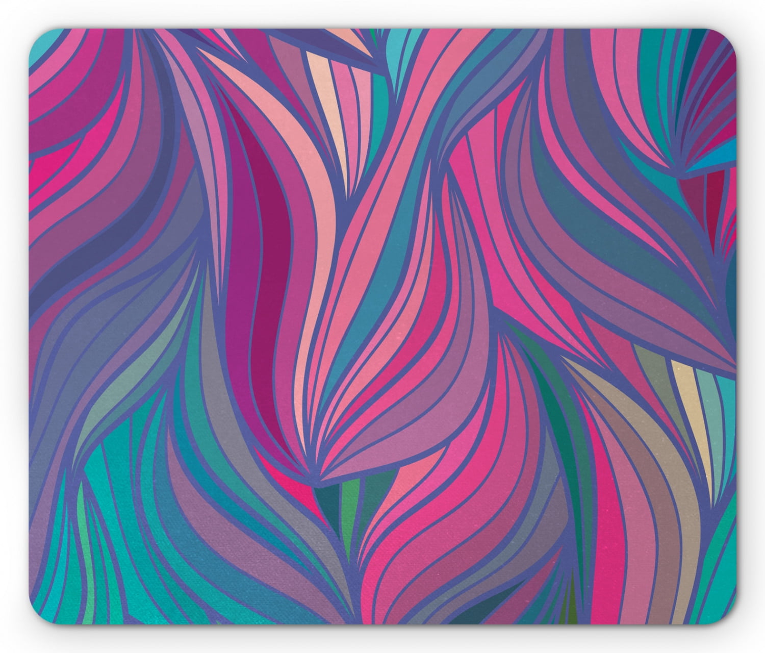 Abstract Mouse Pad, Hand Drawn Curved Stripes Pattern Wavy Psychedelic ...