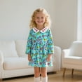 BENJAMJAM 2T-7T Turquoise Floral Print Peter Pan Collar Long-Sleeve ...