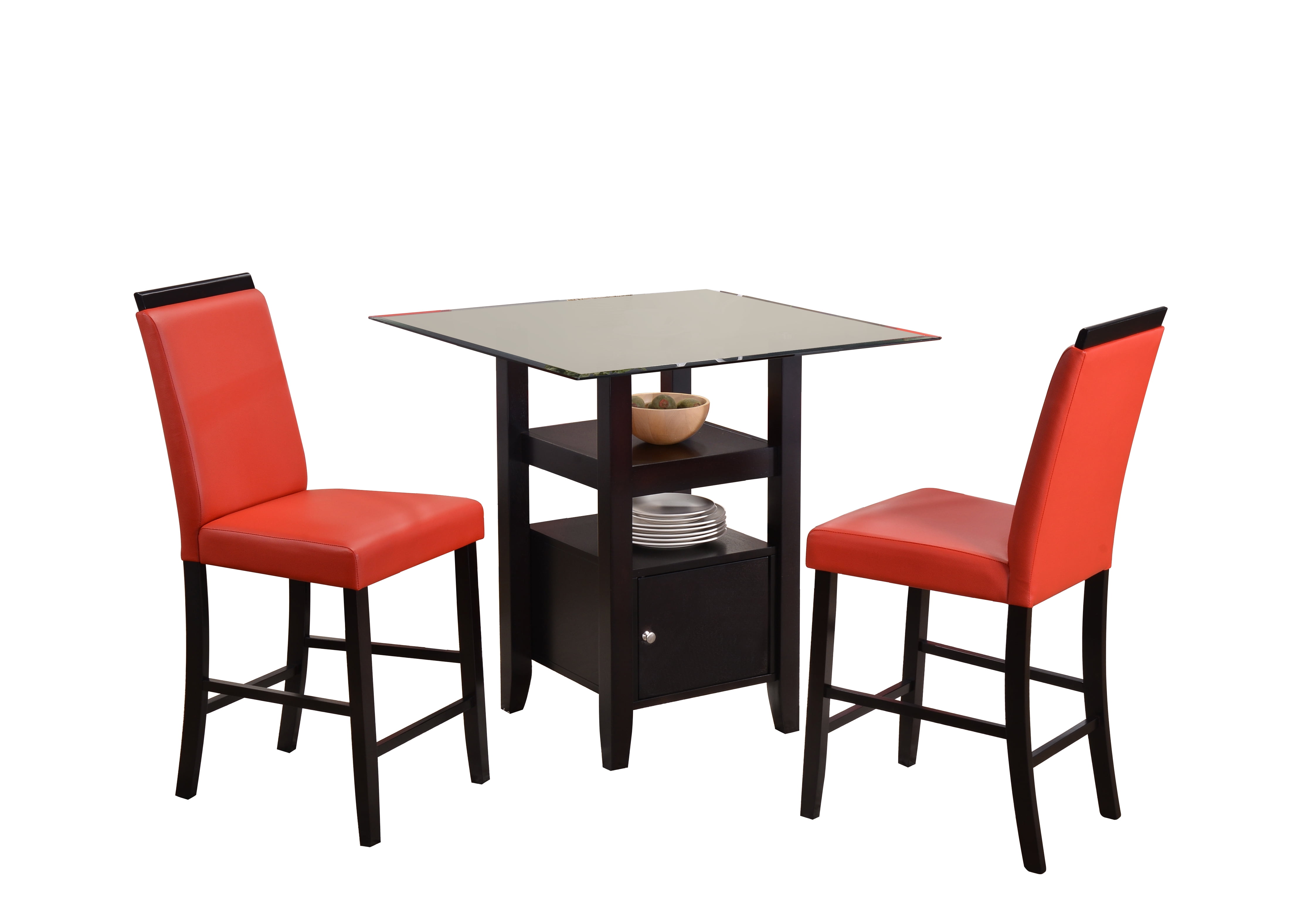 Lenn 3 Piece Counter Height Dining Set, 35" Square, Transitional ...