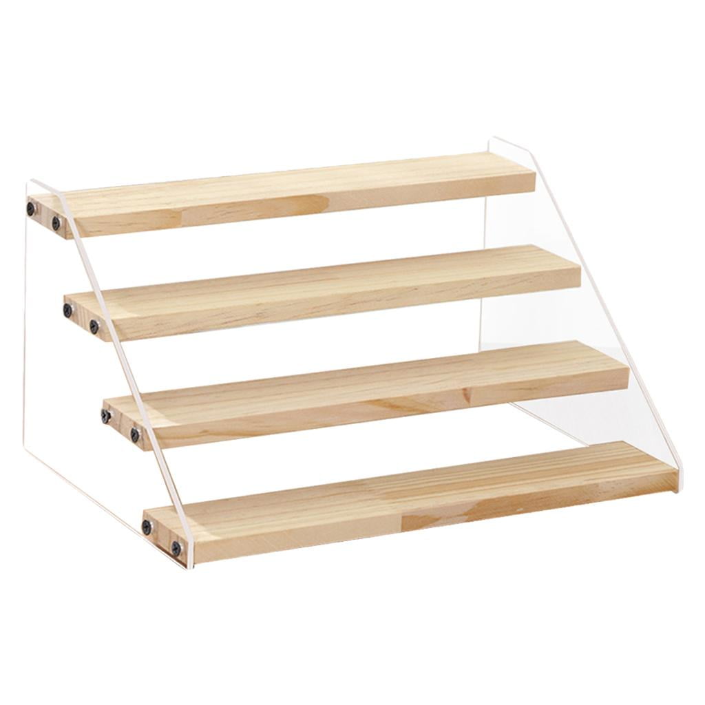 Acrylic Wooden Display Rack Counter Ladder Riser Stand Cupcake 4 layer ...