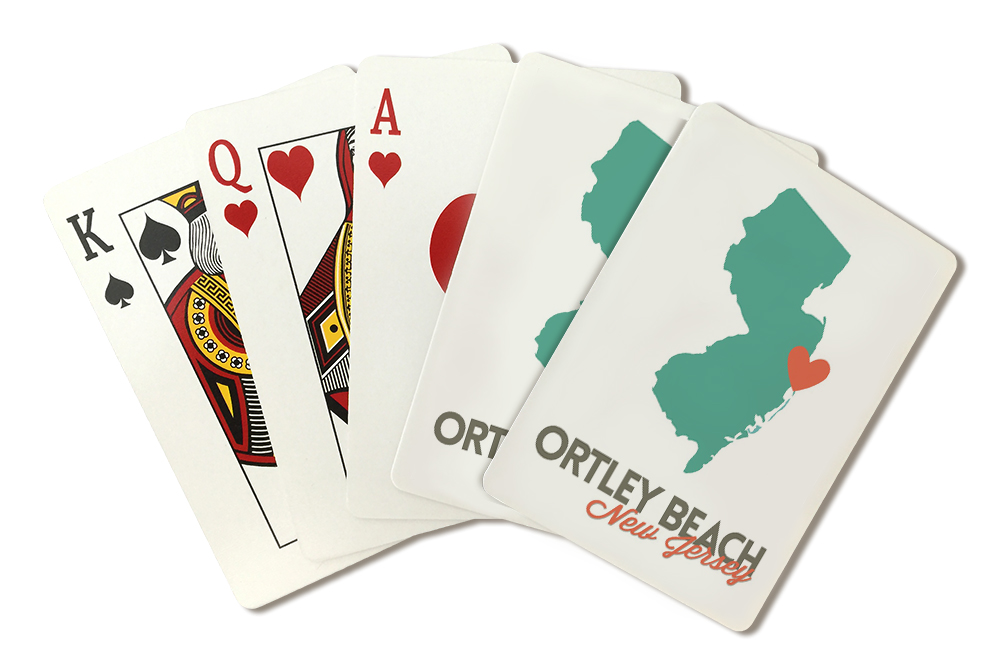 Ortley Beach, New Jersey, State Outline and Heart, Lantern Press ...