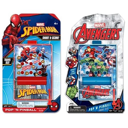 Marvel Pinball Game Toy (2 Packs Assorted) Avengers or Spiderman ...