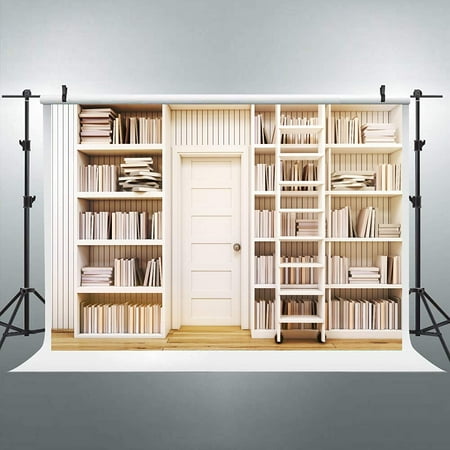 Snowpa Bookshelf Door Backdrop Bookcase White and Beige Photography ...