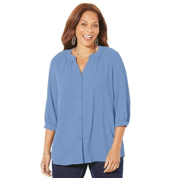 Catherines Women's Plus Size Pebbled Crepe Blouse - Walmart.com