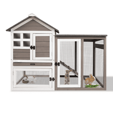 Zylina Wood Rabbit Hutch for Rabbits, Bunnies and Guinea Pigs - Walmart.com