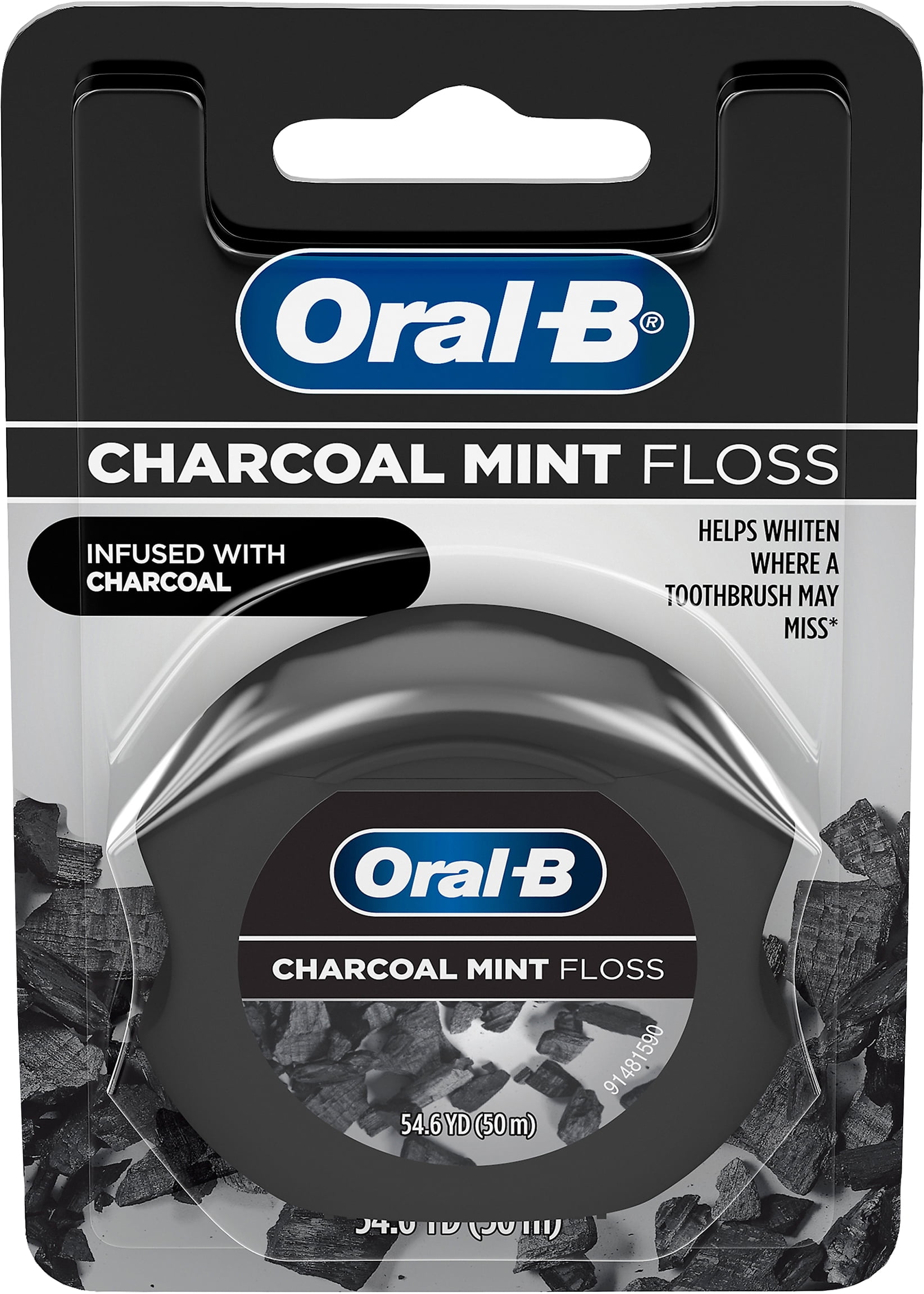 Oral-B Charcoal Mint Dental Floss, Cavity Defense, Waxed, 50m - Walmart.com