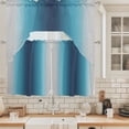 Dark Blue Grey Ombre 3 Pieces Swag Kitchen Curtains Set, Modern ...