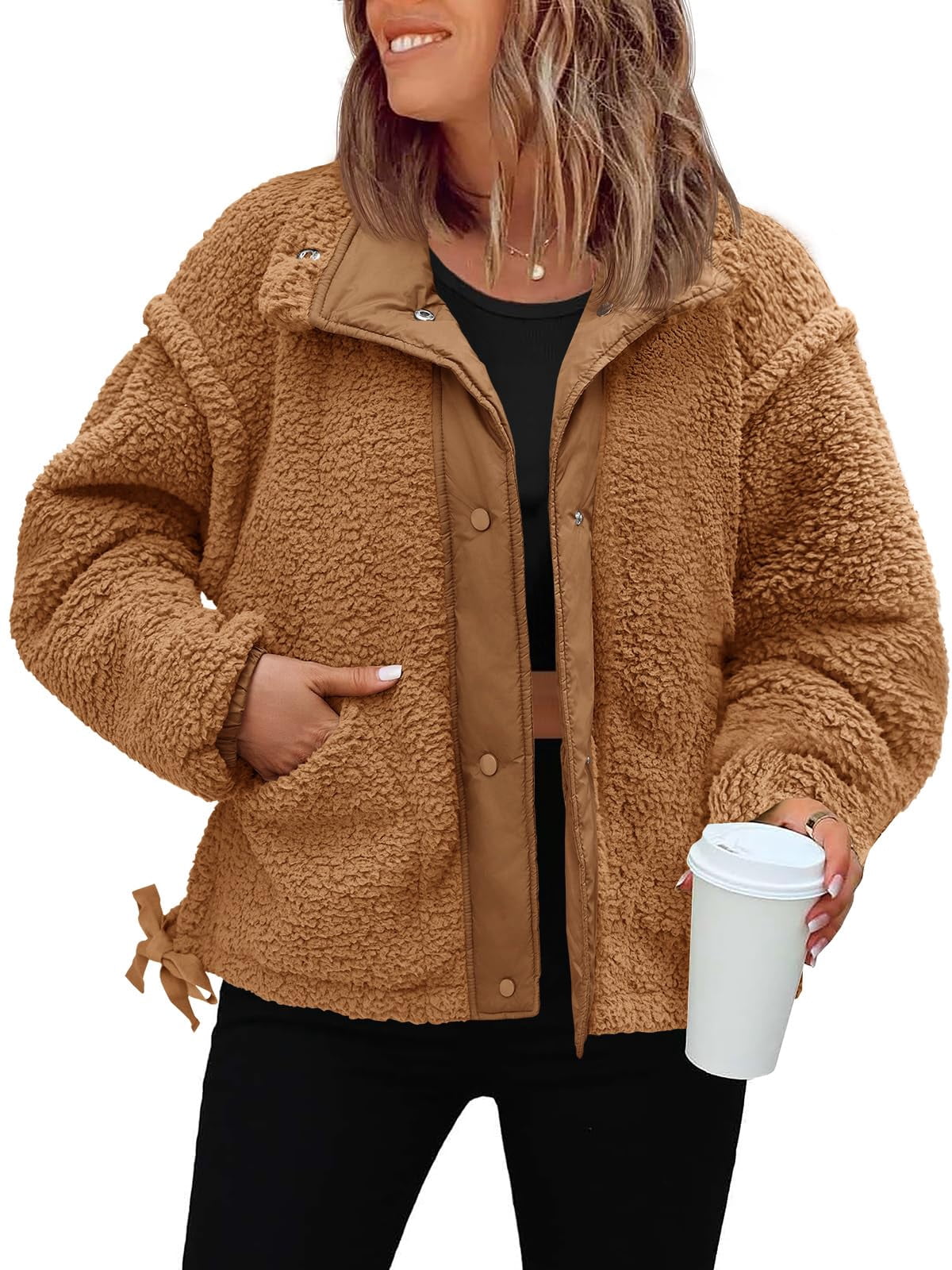 Chaqueta polar Tanakneo Sherpa para mujer, abrigos cálidos para ...