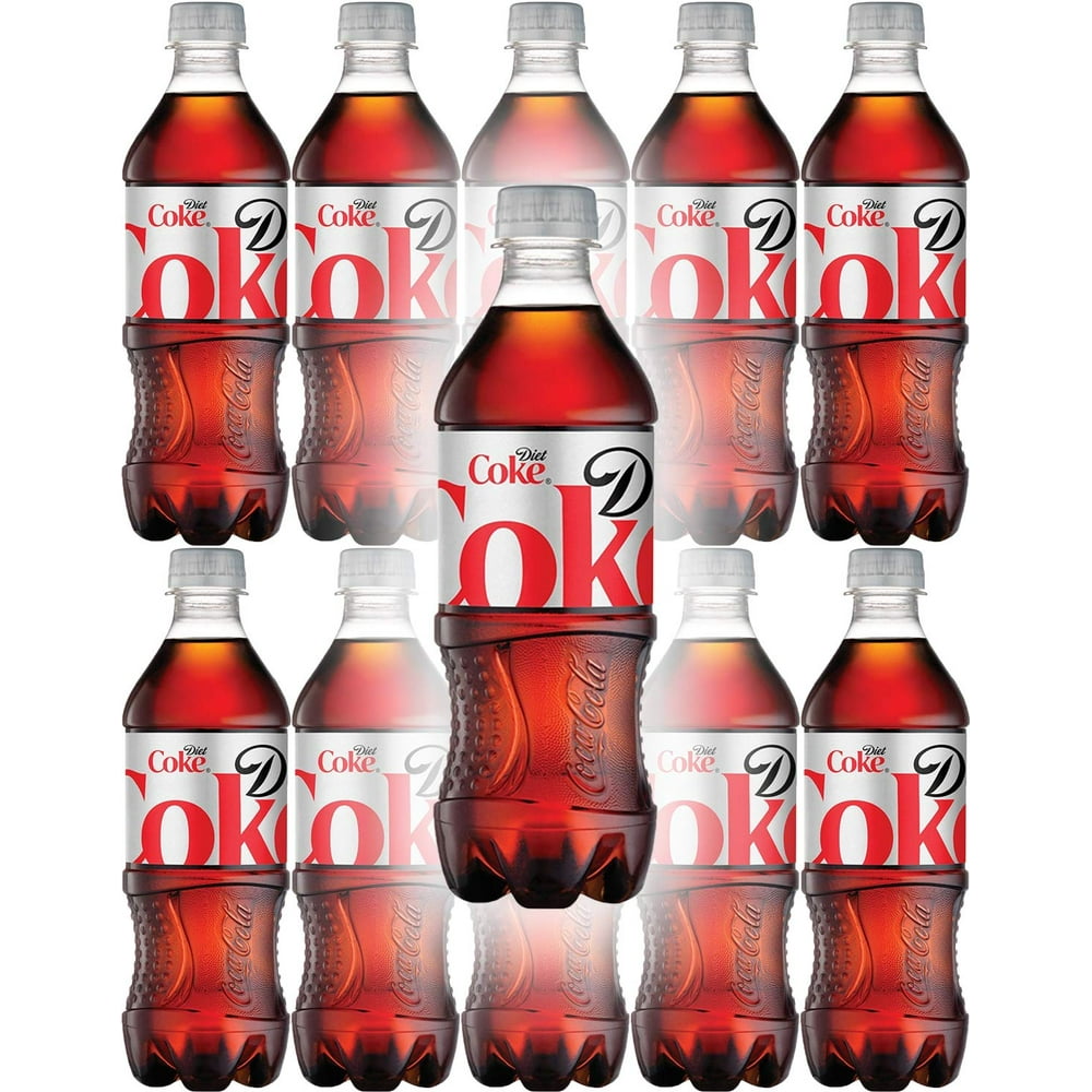 Diet Coke, 20 Fl Oz Bottle (Pack of 10, Total of 200 Fl Oz) - Walmart ...