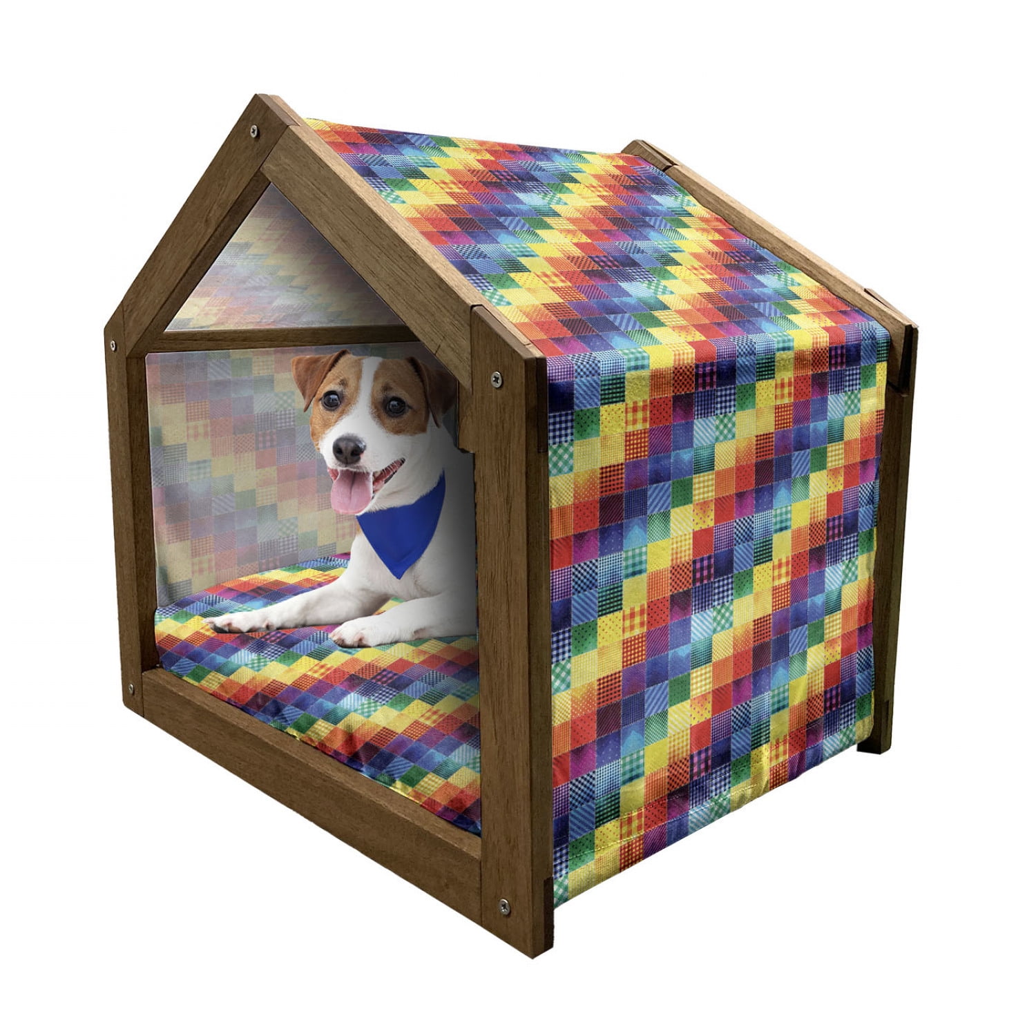 Abstract Pet House, Rainbow Colored Square Shaped Diverse Patterns ...
