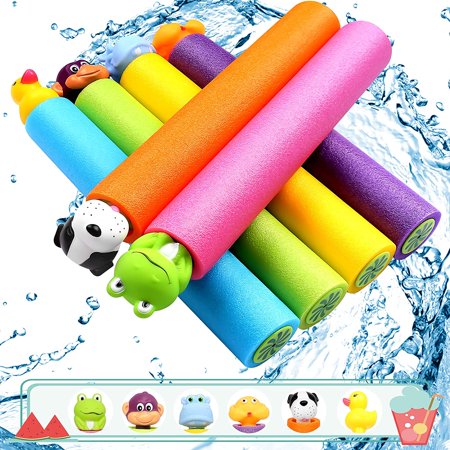 Water Gun 6 Pack, Foam Squirt Guns with Animal Handle - 35FT Long ...