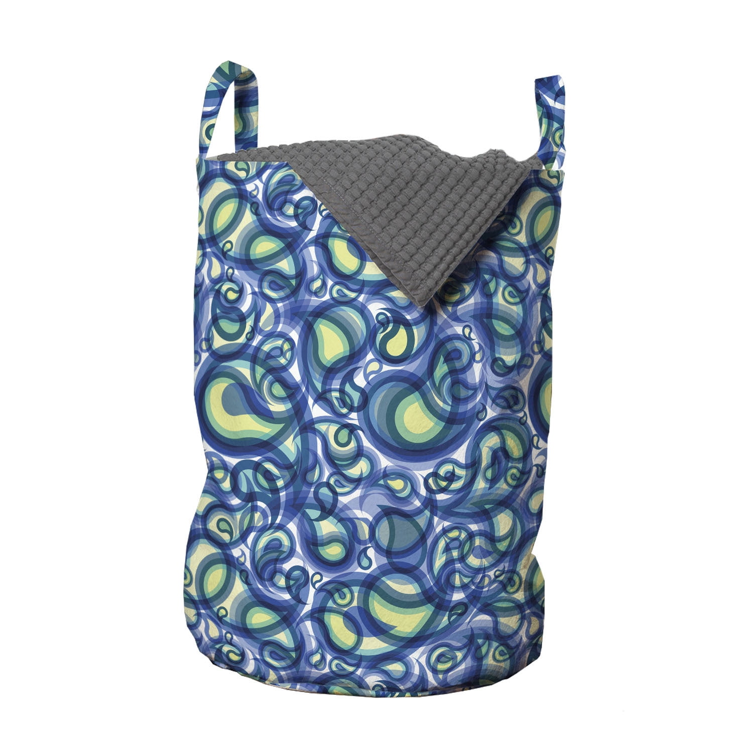 Paisley Laundry Bag, Ocean Waves Like Design with Big and Small ...